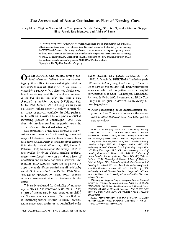 (PDF) The assessment of acute confusion as part of nursing care