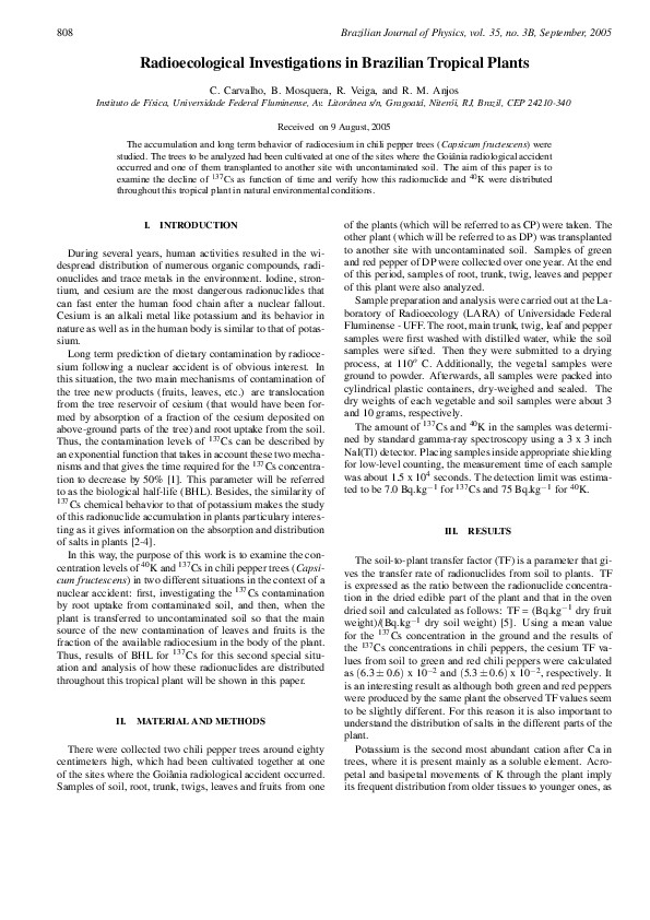 (PDF) Radioecological investigations in Brazilian tropical plants