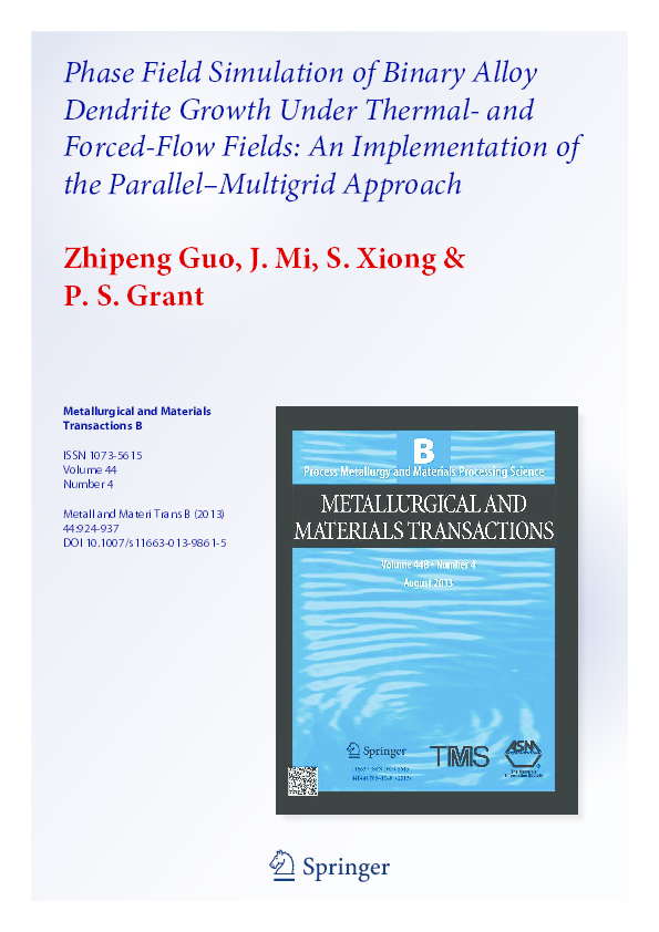 (PDF) Phase Field Simulation of Binary Alloy Dendrite Growth Under Thermal- and Forced-Flow ...