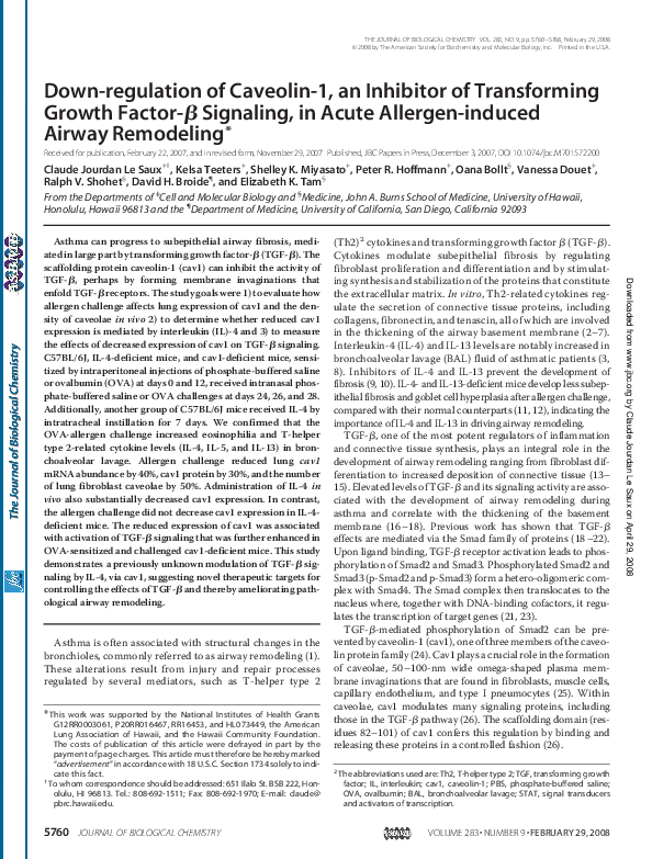 (PDF) Down-regulation of Caveolin-1, an Inhibitor of Transforming ...