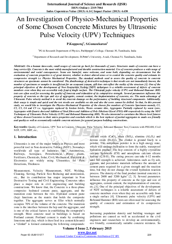 (PDF) An Investigation of Physico-Mechanical Properties of Some Chosen Concrete Mixtures by ...