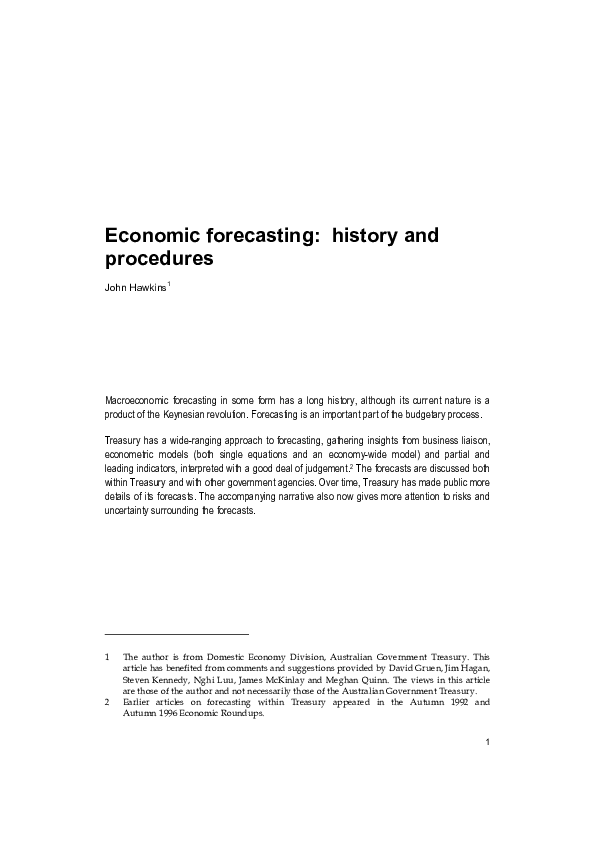 (PDF) Economic forecasting: history and procedures