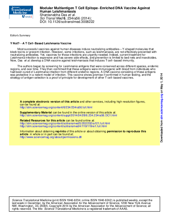 (PDF) Modular Multiantigen T Cell Epitope-Enriched DNA Vaccine Against ...