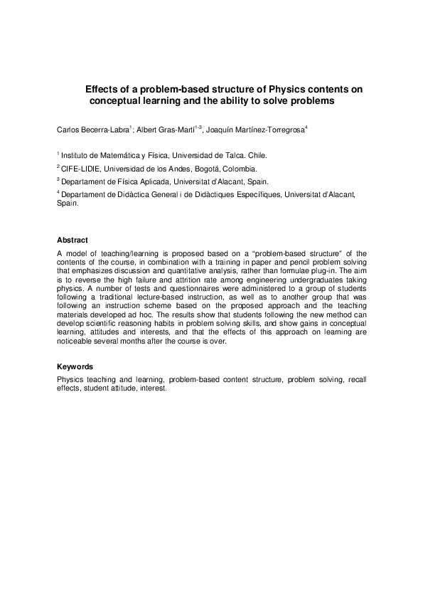 (PDF) Effects of a Problem-based Structure of Physics Contents on ...