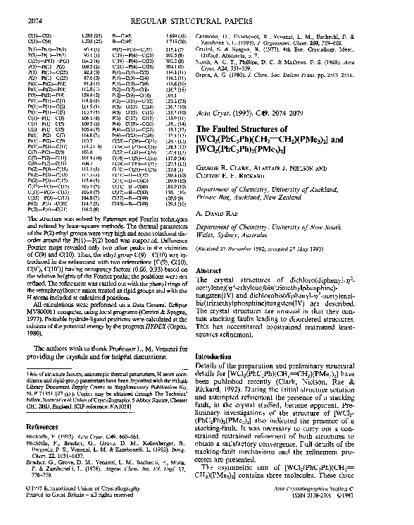 (PDF) The faulted structures of [WCl2(PhC2Ph)(CH2=CH2)(PMe3)2] and ...