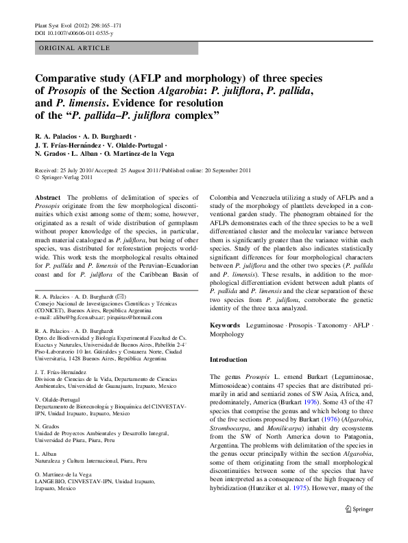 (PDF) Comparative study (AFLP and morphology) of three species of ...