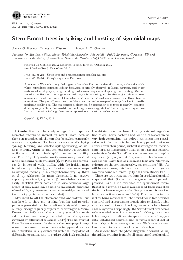 (PDF) Stern-Brocot trees in spiking and bursting of sigmoidal maps