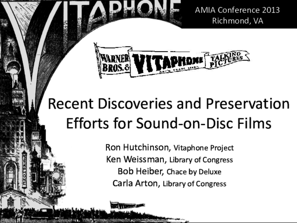 (PDF) Vitaphone: Recent Discoveries and Preservation efforts for Sound ...