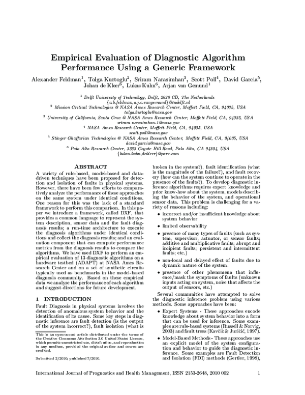 Pdf Empirical Evaluation Of Diagnostic Algorithm Performance Using A Generic Framework Johan