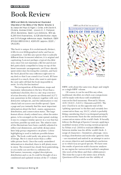 (PDF) Book review: HBW and BirdLife International Illustrated Checklist ...