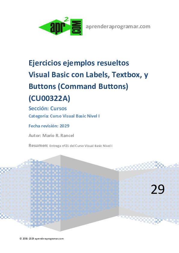 Pdf Cu00322a Codigo Ejemplo Visual Basic Forms Labels Textbox Command
