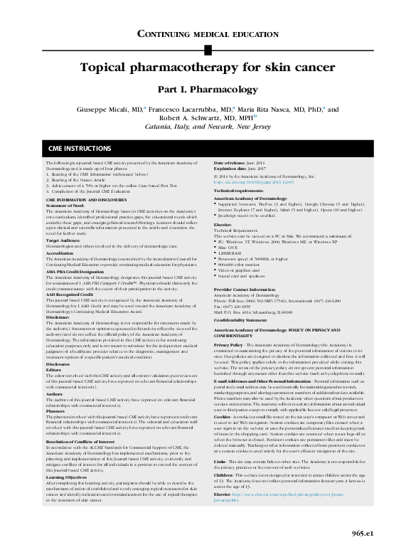 (PDF) Topical pharmacotherapy for skin cancer