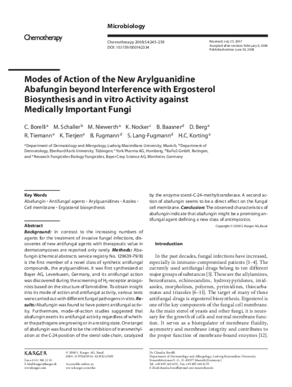 (PDF) Modes of Action of the New Arylguanidine Abafungin beyond ...