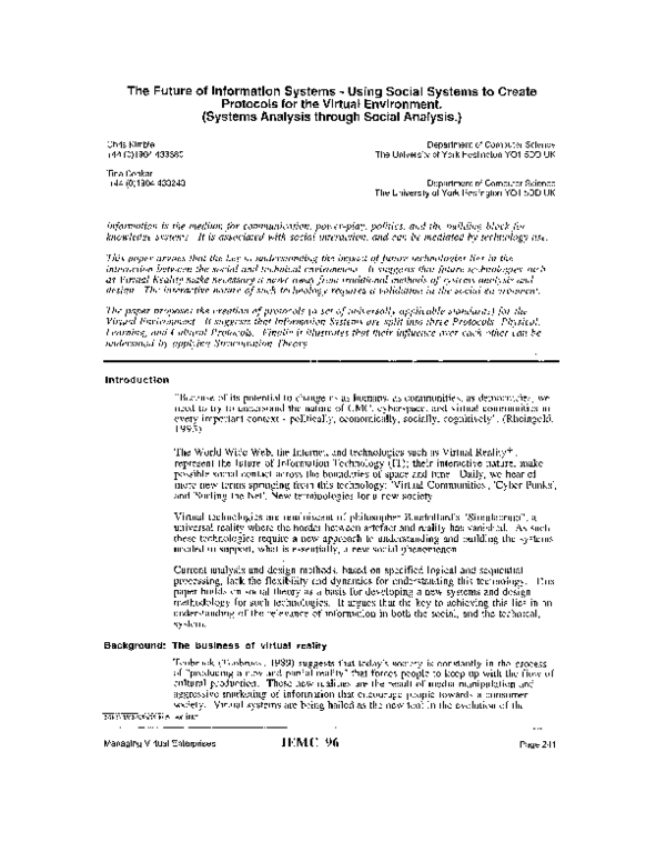 (PDF) The future of information systems-using social systems to create ...