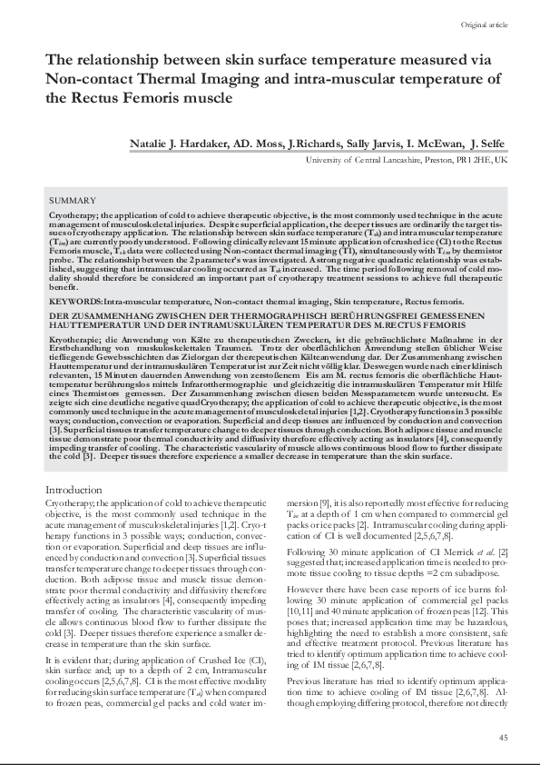 (PDF) The relationship between skin surface temperature measured via ...