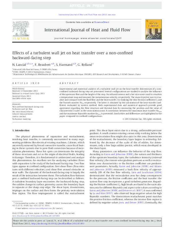 (PDF) Effects of a turbulent wall jet on heat transfer over a non ...