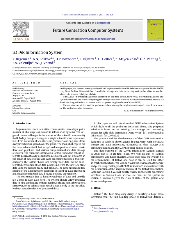 (PDF) LOFAR Information System