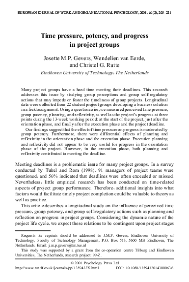 (PDF) Time pressure, potency, and progress in project groups