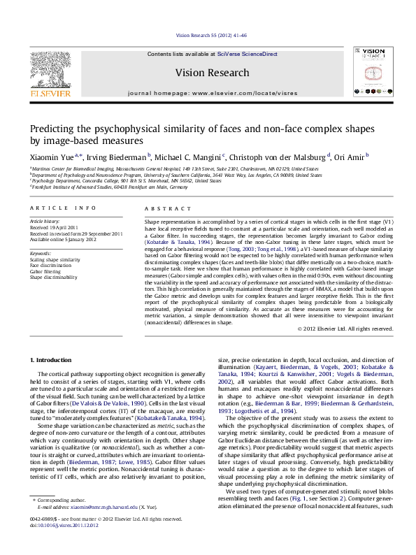(PDF) Predicting the psychophysical similarity of faces and non-face ...