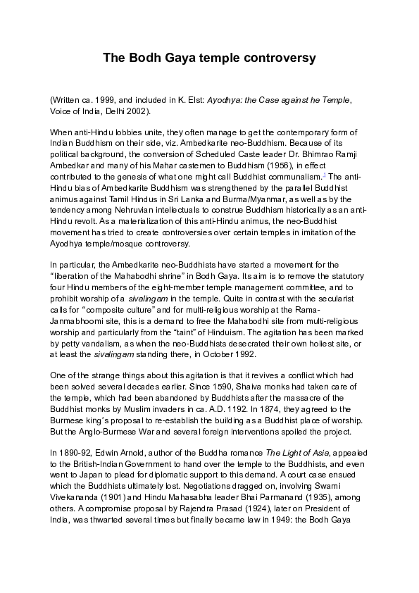 (DOC) The Bodh Gaya temple controversy