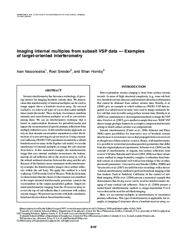 (PDF) Imaging internal multiples from subsalt VSP data — Examples of ...