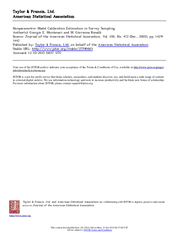 Pdf Nonparametric Model Calibration Estimation In Survey Sampling