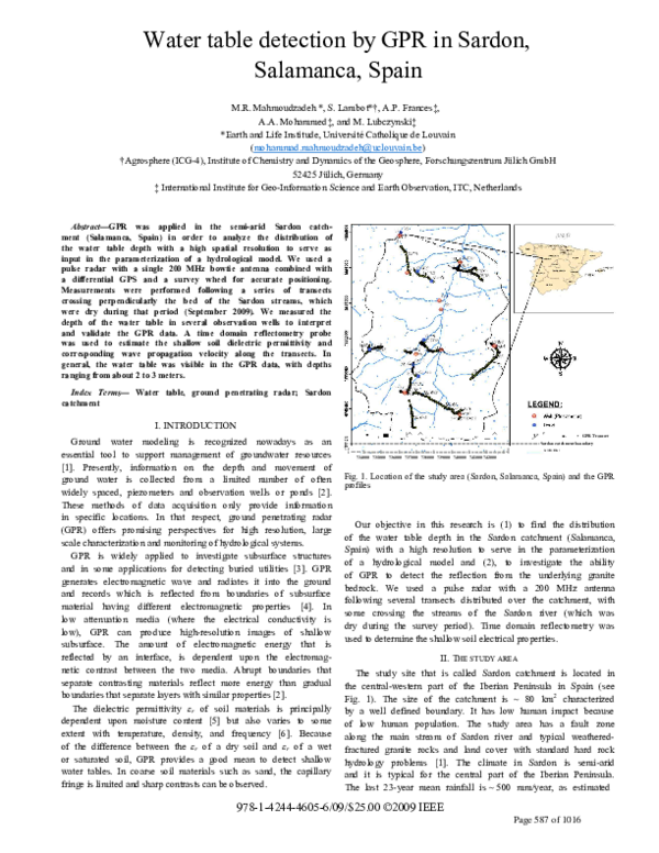 (PDF) Water table detection by GPR in Sardon, Salamanca, Spain