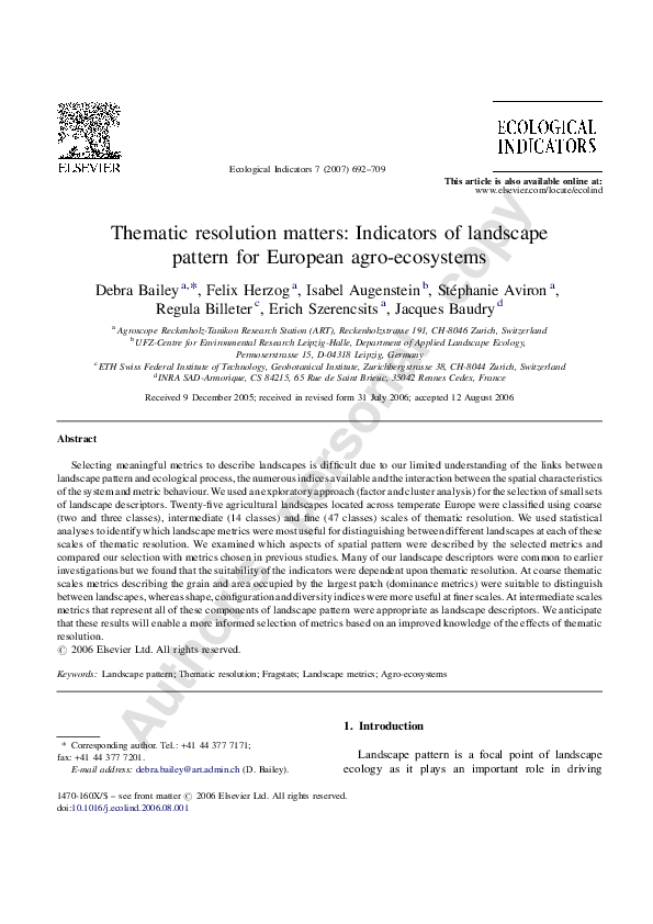 (PDF) Thematic resolution matters: Indicators of landscape pattern for ...