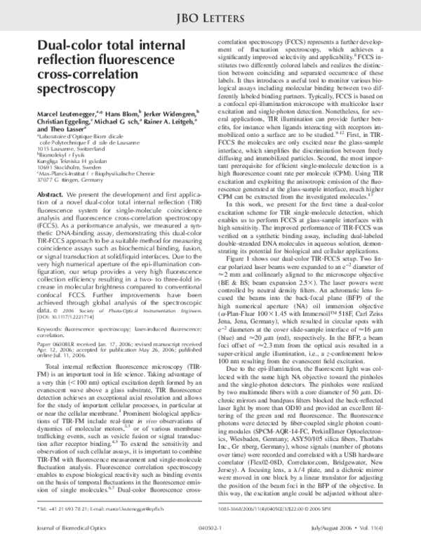 (PDF) Dual-color total internal reflection fluorescence cross ...