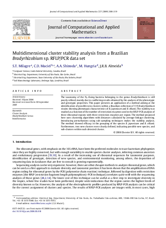 (PDF) Multidimensional cluster stability analysis from a Brazilian Bradyrhizobium sp. RFLP/PCR ...