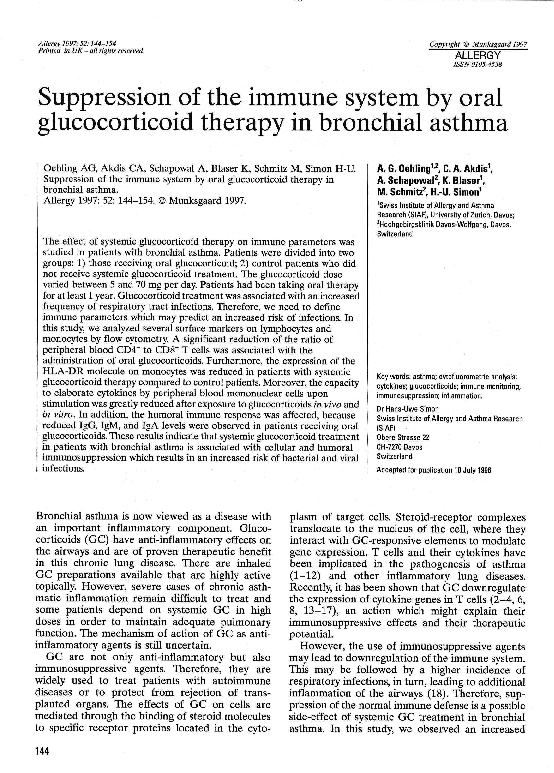 (PDF) Suppression of the immune system by oral glucocorticoid therapy ...