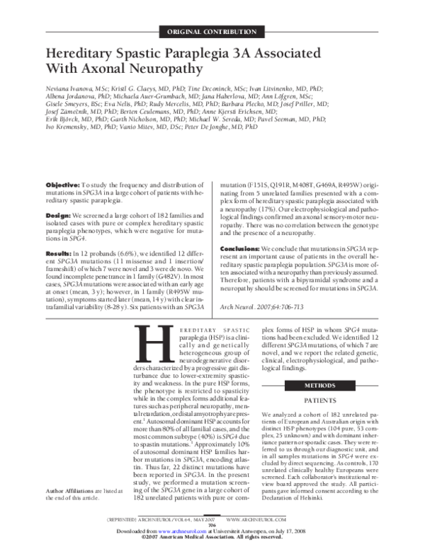 (PDF) Hereditary Spastic Paraplegia 3A Associated With Axonal ...