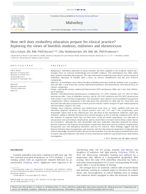 (PDF) How well does midwifery education prepare for clinical practice ...