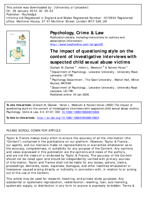 (PDF) The impact of questioning style on the content of investigative ...