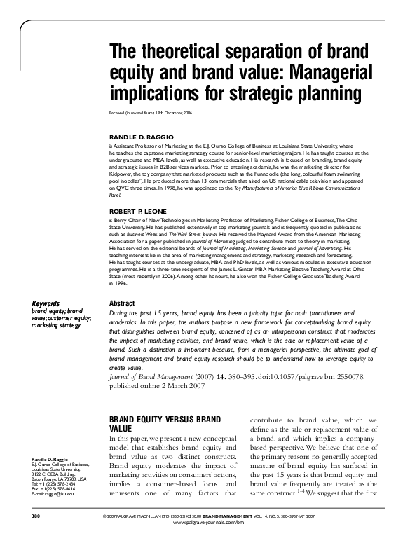 (PDF) The theoritical separation of brand