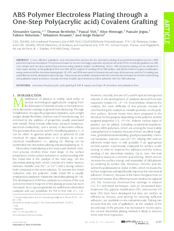 (PDF) ABS Polymer Electroless Plating through a One-Step Poly(acrylic ...