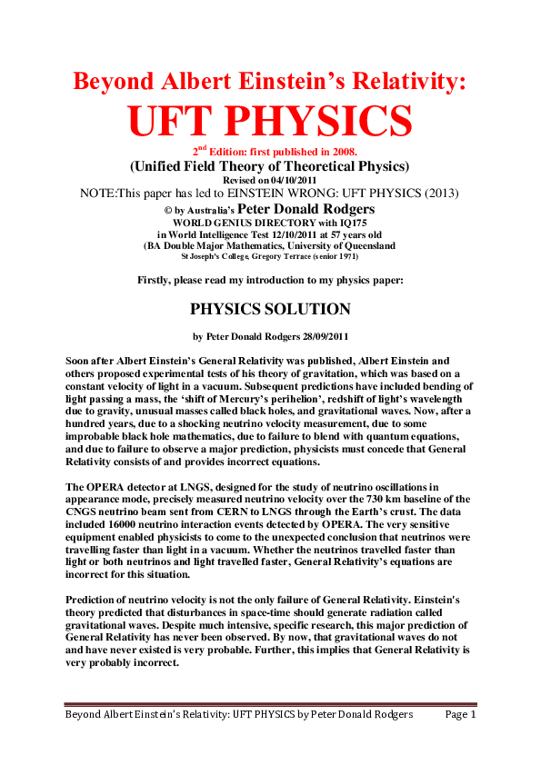 (PDF) BEYOND ALBERT EINSTEIN'S RELATIVITY