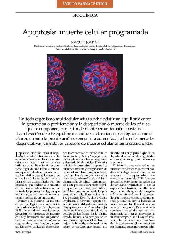 (PDF) Apoptosis: Muerte celular programada