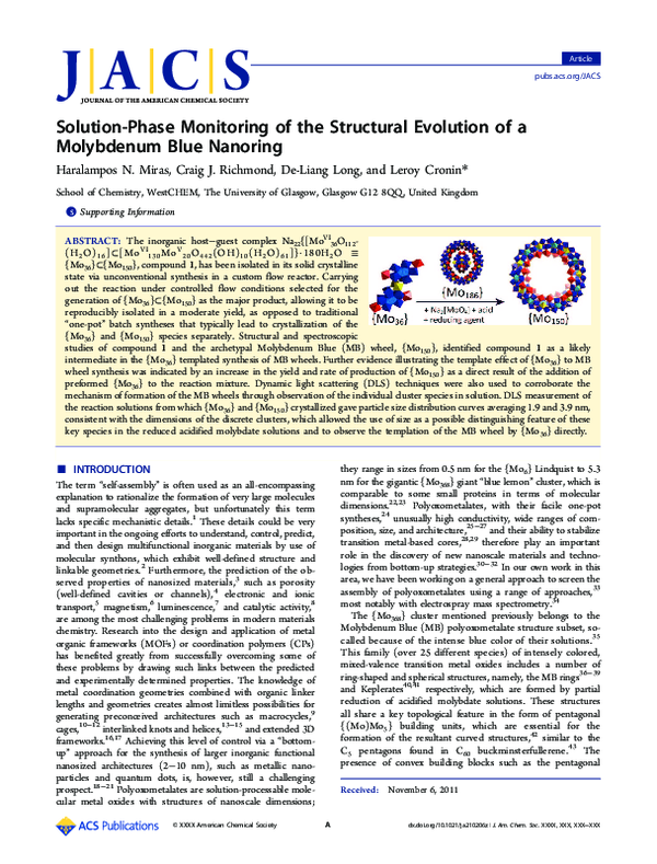(PDF) Solution-Phase Monitoring of the Structural Evolution of a ...