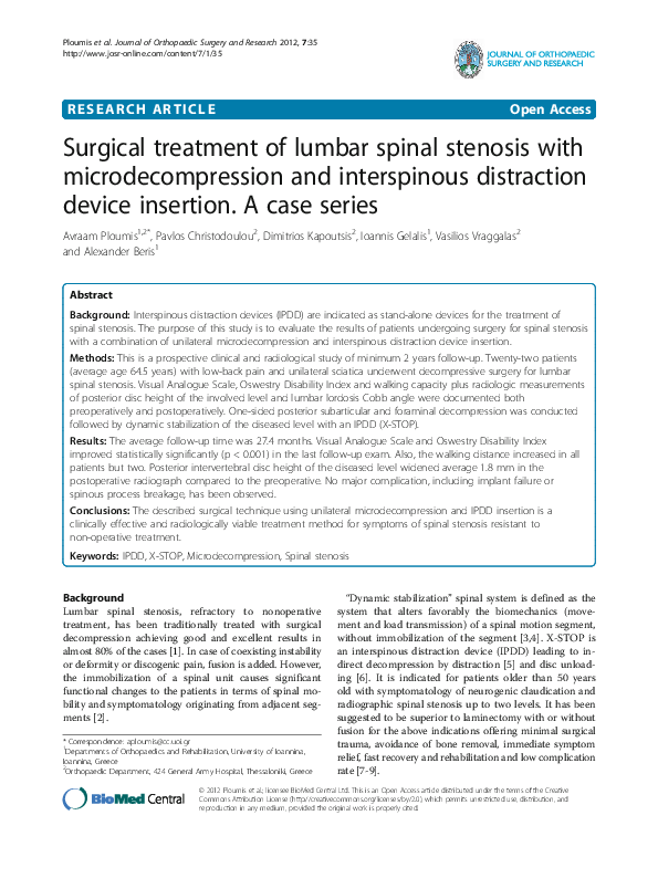(PDF) Surgical treatment of lumbar spinal stenosis with ...