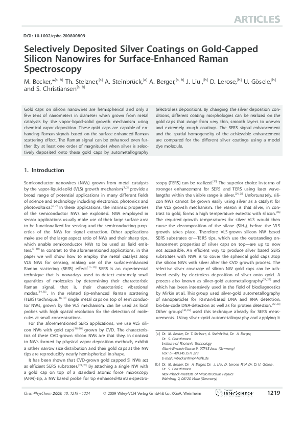(PDF) Selectively Deposited Silver Coatings on Gold-Capped Silicon ...