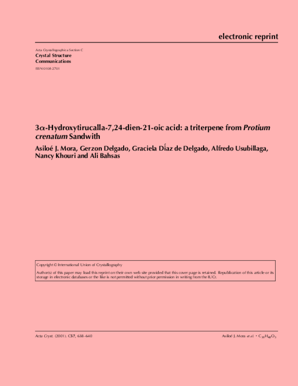 (PDF) 3α-Hydroxytirucalla-7,24-dien-21-oic acid: a triterpene from ...