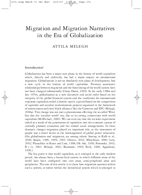 (PDF) Migration and Migration Narratives in the Era of Globalization