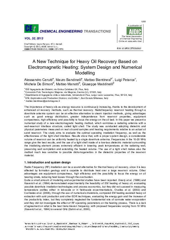(PDF) A New Technique for Heavy Oil Recovery Based on Electromagnetic Heating: System Design and ...