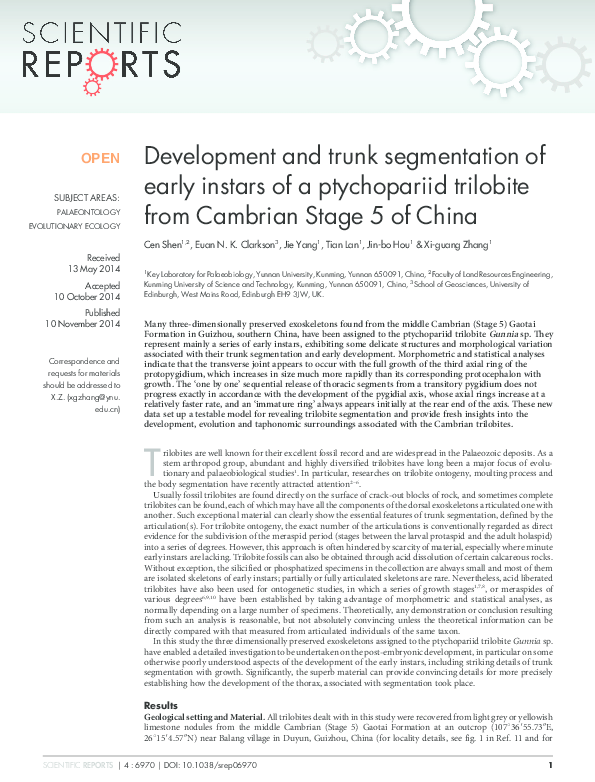 (PDF) Shen et al. 2014 Scientific reports - Development and trunk ...