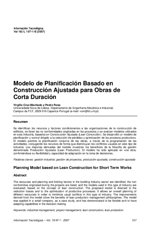 Pdf Lean Construction