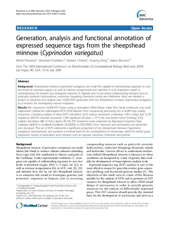(PDF) Generation, analysis and functional annotation of expressed sequence tags from the ...