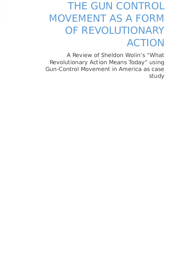 (DOC) The Gun Control Movement As A Form of Revolutionary Action