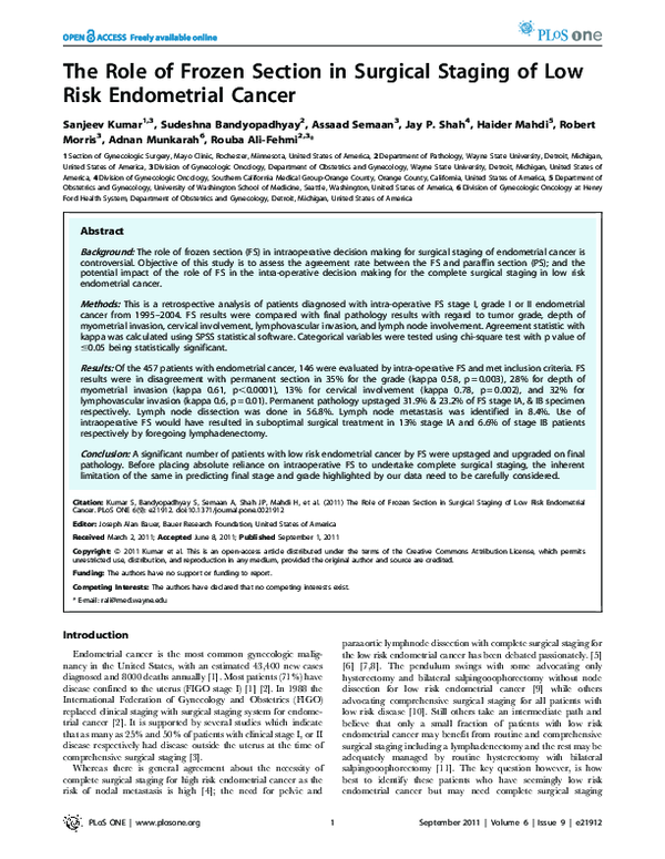 (PDF) The Role of Frozen Section in Surgical Staging of Low Risk ...