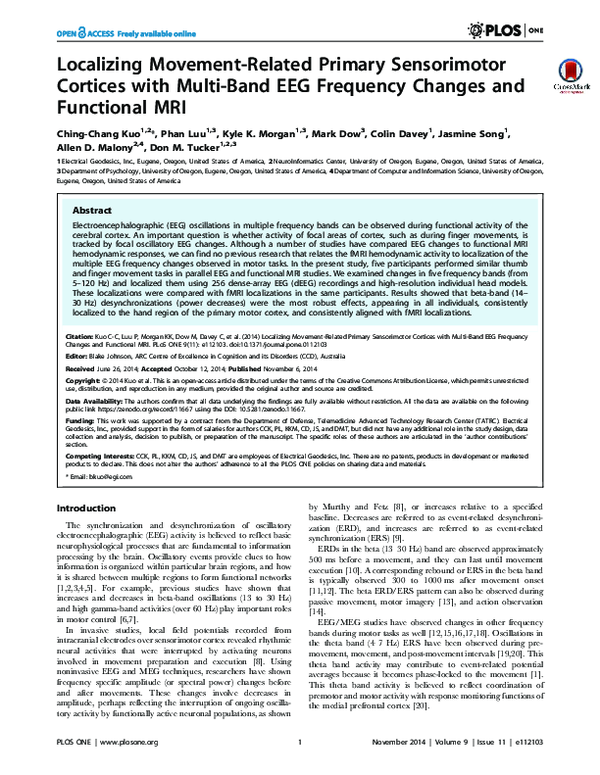 (PDF) Localizing Movement-Related Primary Sensorimotor Cortices with ...